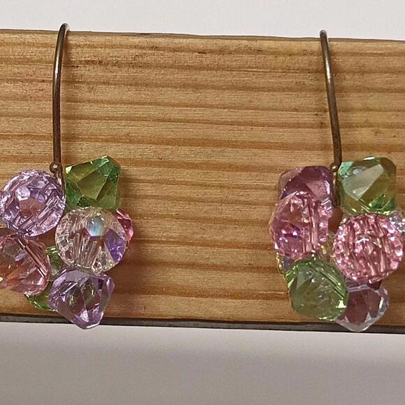 Jewelry | Vintage Earrings Glass Crystal Gems Purple Pink Green Clear ...